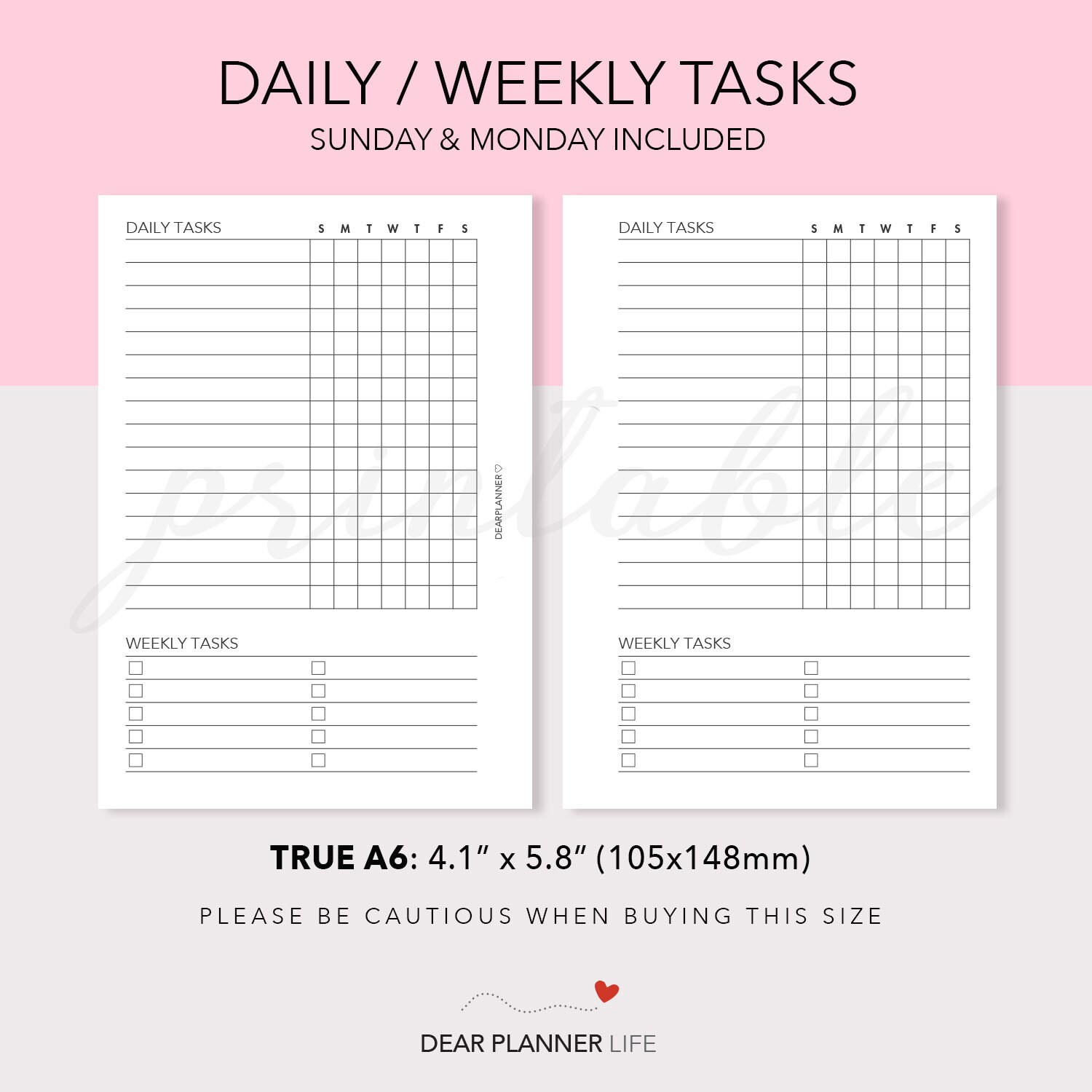 Printable Daily Weekly Tasks Insert Routine Checklist - Etsy