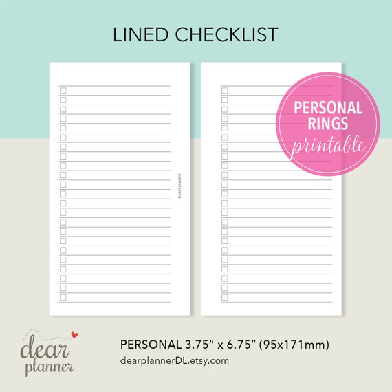 Printable Lined Checklist Insert To do lined notes | Etsy