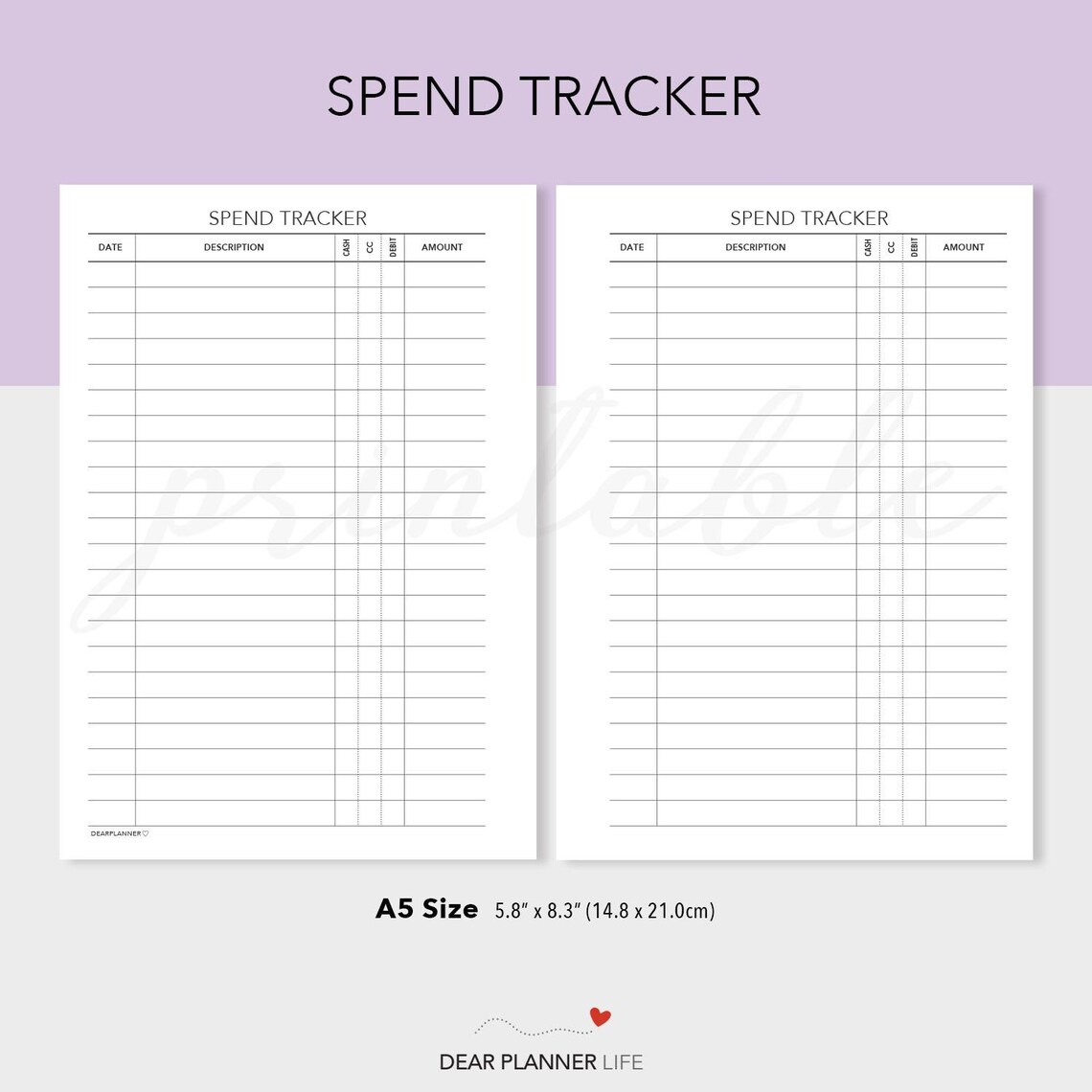 PRINTABLE Spend Tracker Insert - Daily Spending Log - Expense Habits ...