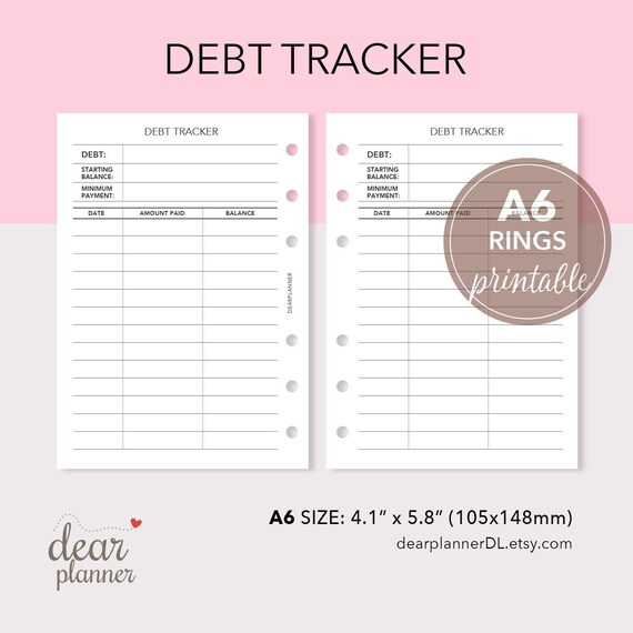 Printable Debt Tracker Insert Money Management Tracker | Etsy