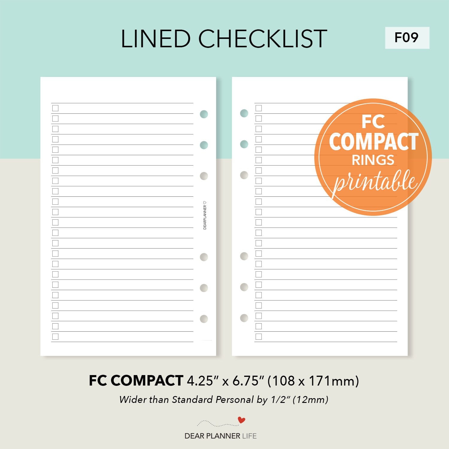 FC Compact Printable Simple Checklist Insert - Lined to Do List ...
