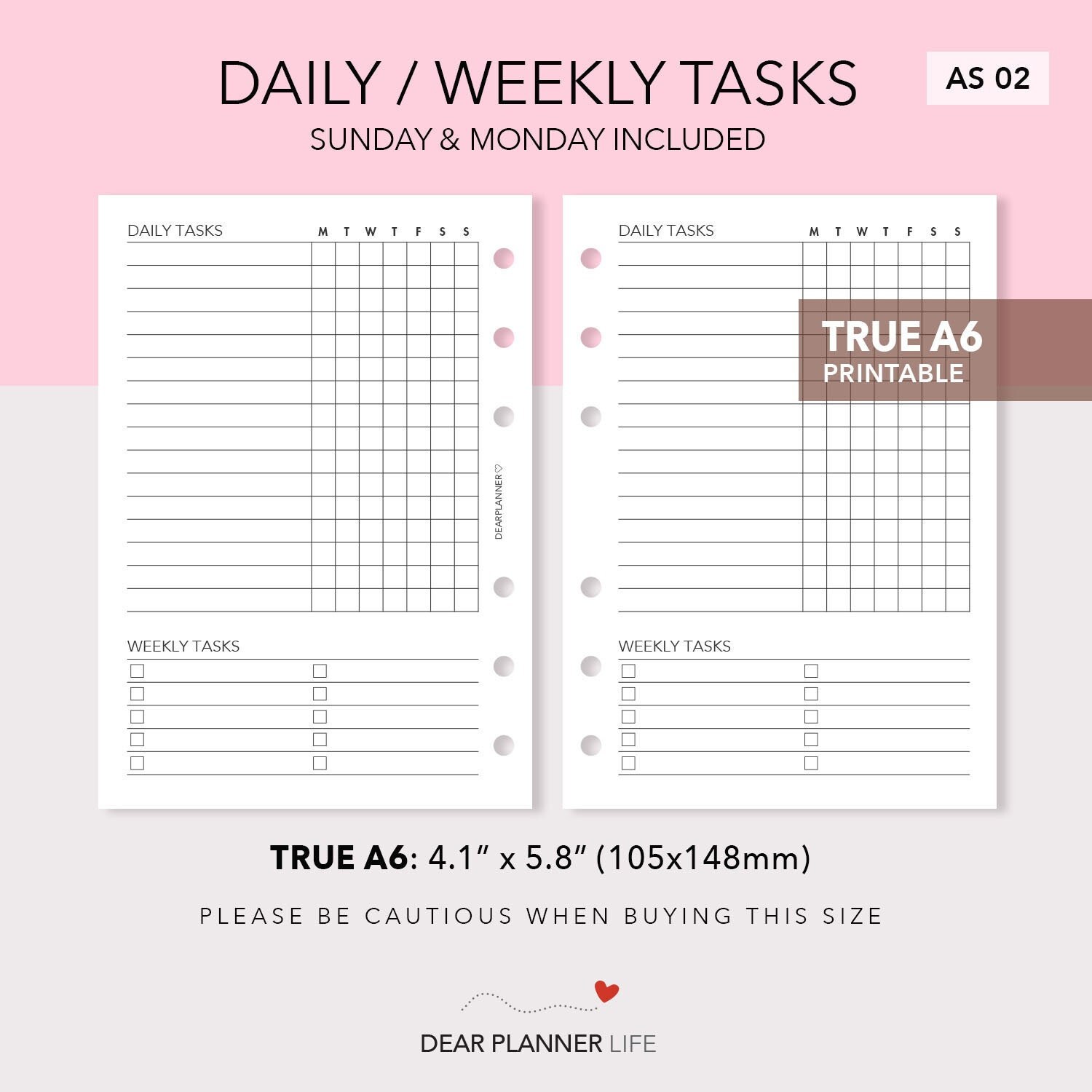 Printable Daily Weekly Tasks Insert - Routine Checklist - Habit Tracker ...