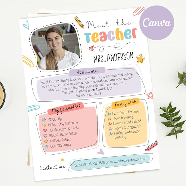Meet the Teacher Teacher Template Flyer Neutral Theme Teacher Resource ...