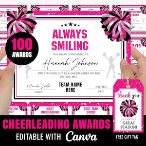 100 Editable Cheerleading Award, Custom Cheerleading Certificate ...
