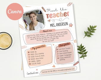 Editable Meet the Teacher Back to School Math Canva Template Letter ...