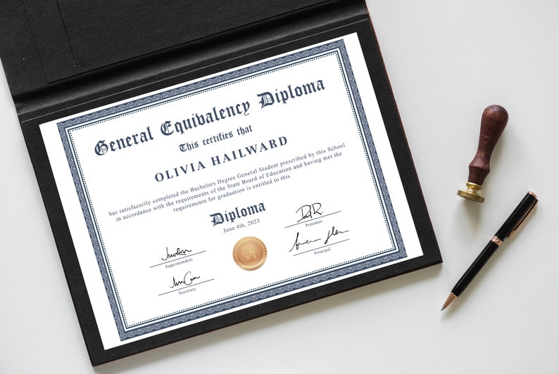 High School Diploma Template, General Equivalency Diploma, Customisable ...