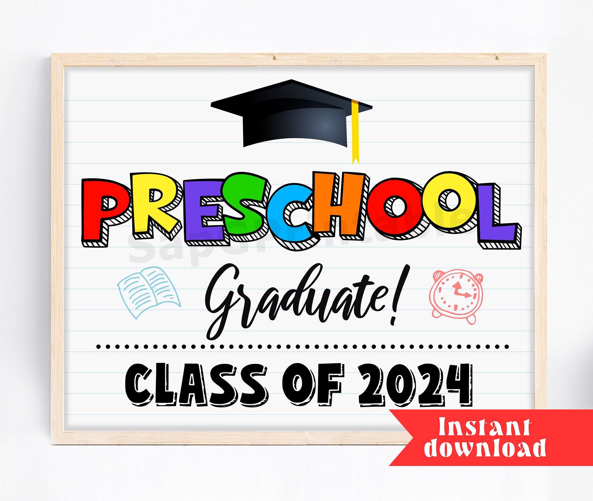 Preschool Graduate Sign, Last Day of Preschool, Photo Prop School Sign ...