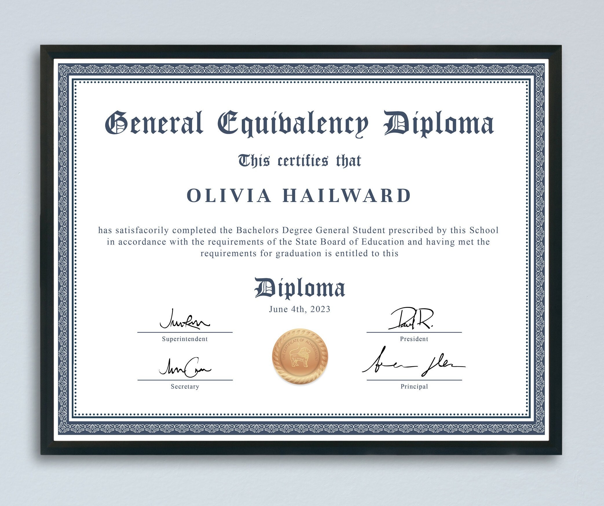 Plantilla Imprimible De Diploma De Escuela Secundaria Enrollado