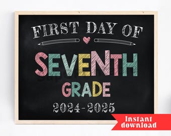 First Day of 7th Seventh Grade Pennant Flag Printable Homeschool School ...