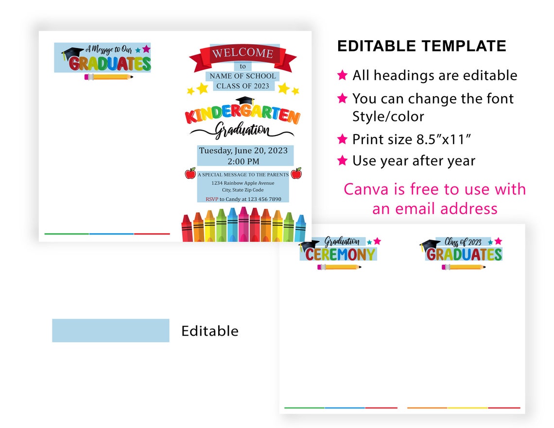 Kindergarten Graduation, Editable Kindergarten Graduation Program ...