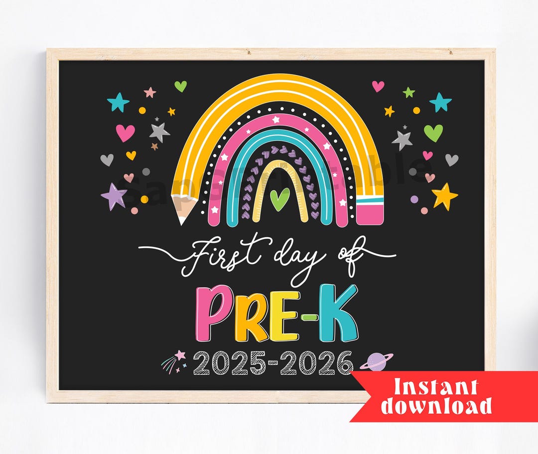 First Day of Prek Rainbow Sign, Rainbow First Day of Prek Sign ...