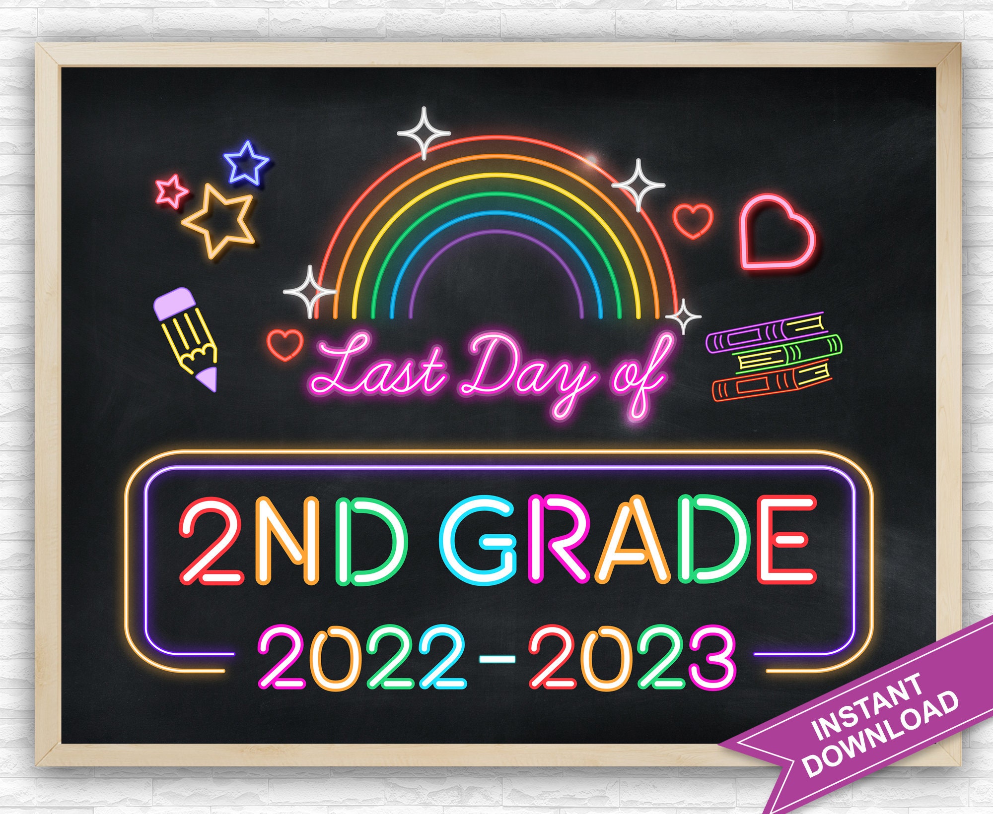 Rainbow Last Day of 2nd Grade Sign Printable 2nd Grade Sign - Etsy