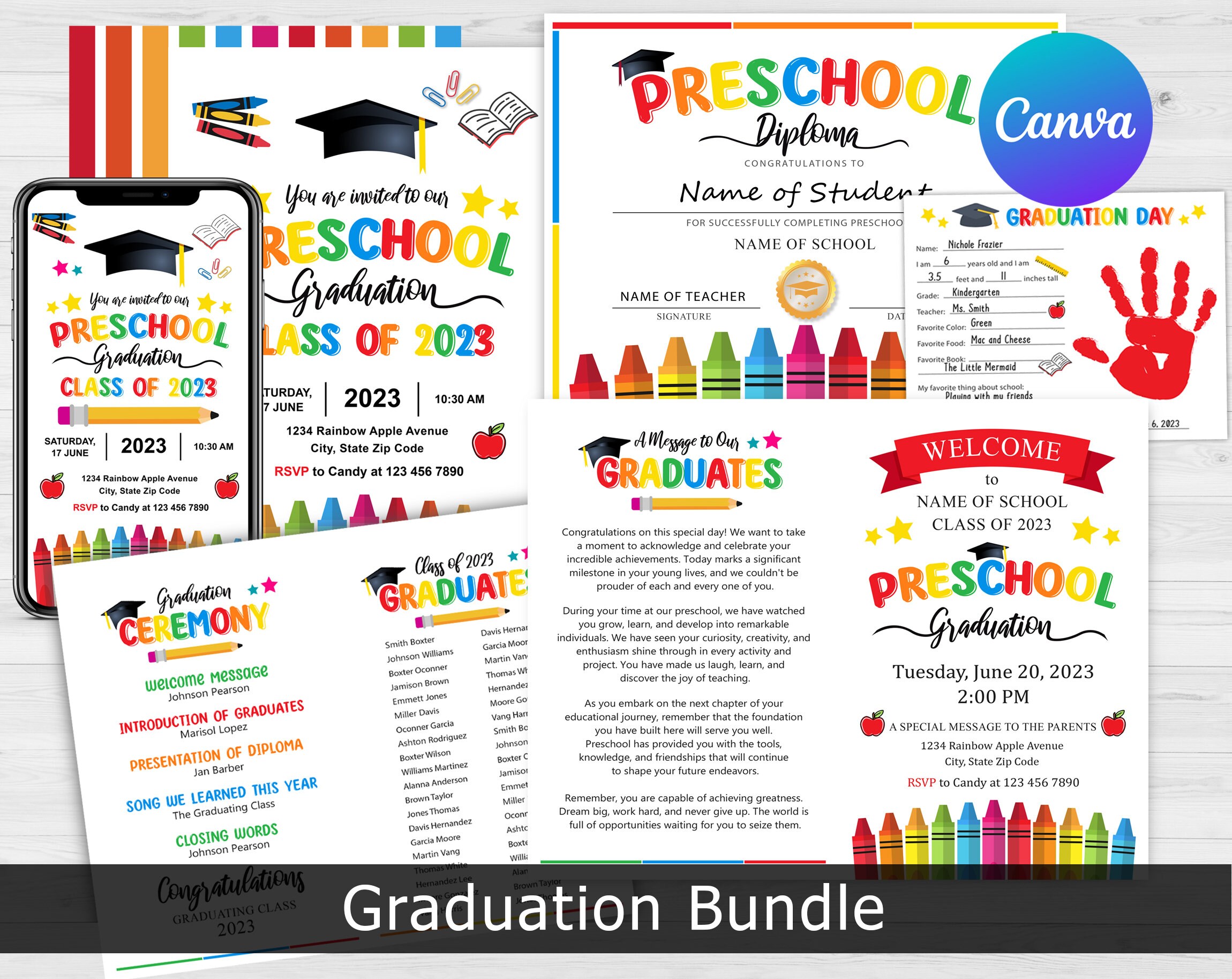 Preschool Graduation Bundle Graduation Invitation Graduation - Etsy