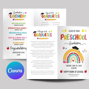 Preschool Graduation, Editable Preschool Graduation Program, Preschool ...
