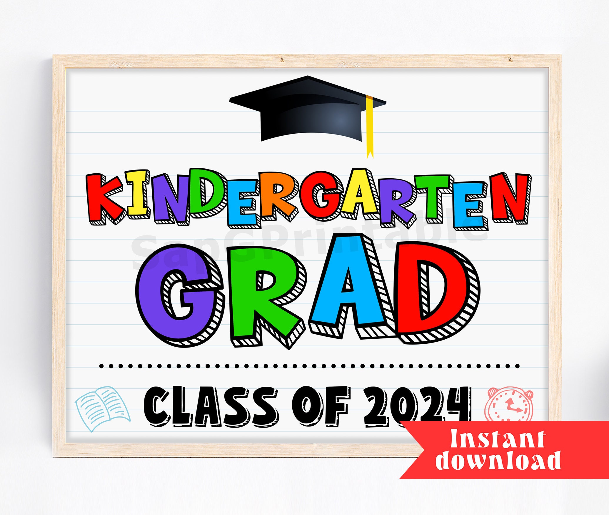 Kindergarten Graduate Sign, Last Day of Kindergarten, Photo Prop School ...