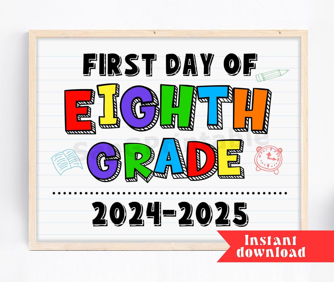 First Day of 8th Grade, Back to School Sign, Boy Sign, Boy Back to ...