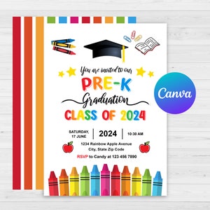 Editable Pre-k Graduation Invitation, Prek Announcement Invite, Pre-k ...