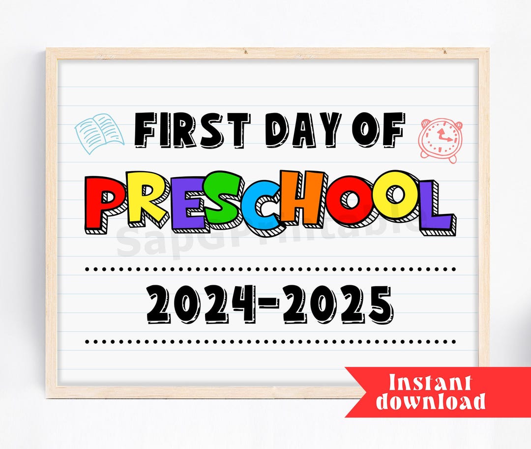 First Day of Preschool, Back to School Sign, Colorful Sign, Boy Back to ...