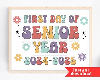 First Day of Senior Year Sign, School Sign, First Day of 12th Grade ...