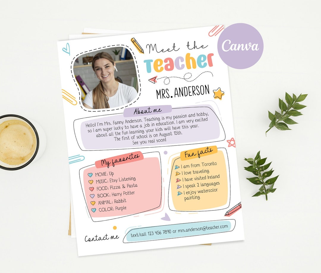 Editable Meet the Teacher Editable Boho Template Teacher Canva Template ...