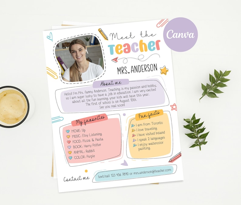Editable Meet the Teacher Editable Boho Template Teacher Canva Template ...