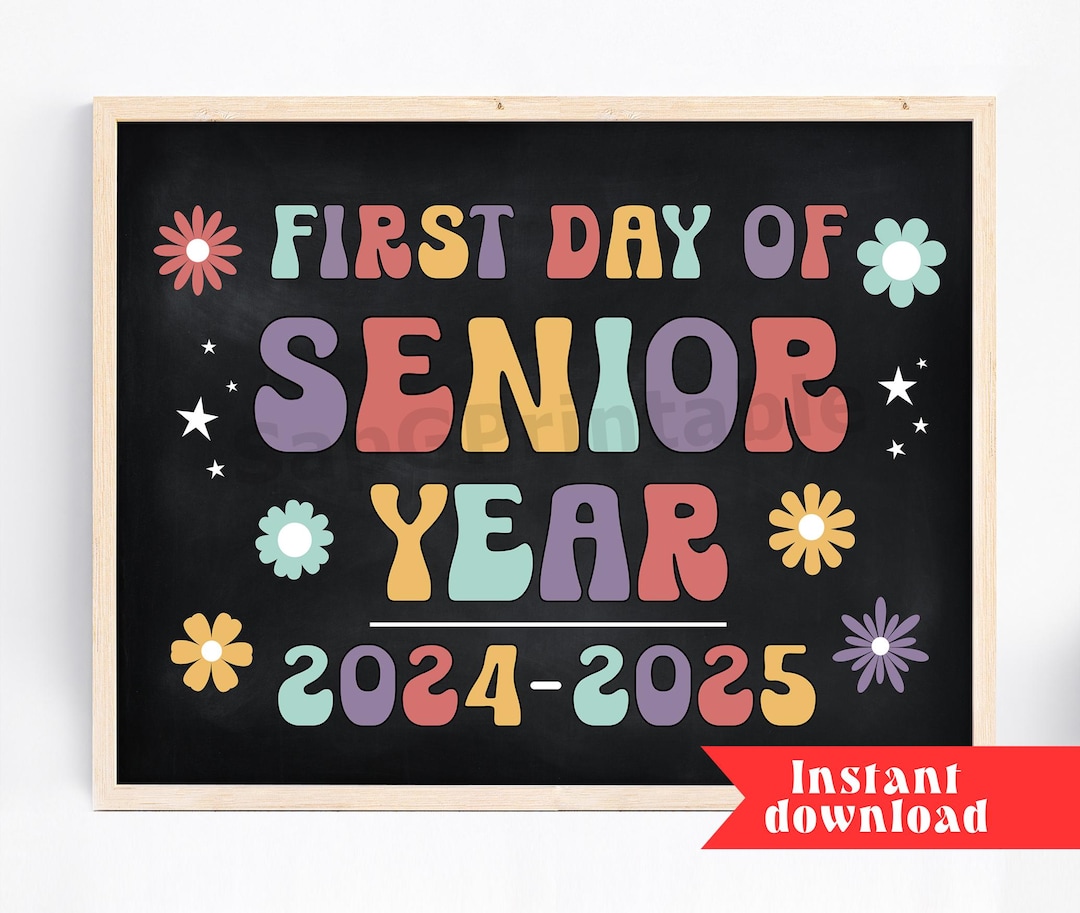 First Day of Senior Year Sign, School Sign, First Day of 12th Grade ...