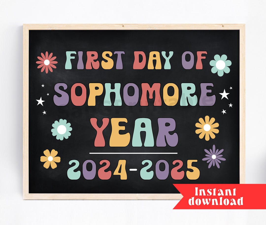 First Day of Sophomore Grade Sign, School Sign, First Day of 10th Grade ...