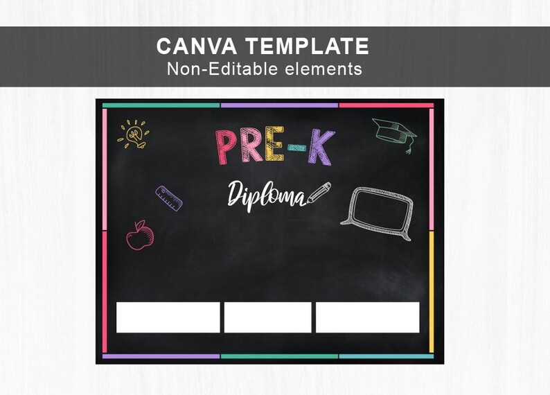 Editable Pre-k Diploma Chalkboard, Pre-k Certificate, Prek Diploma, Pre ...