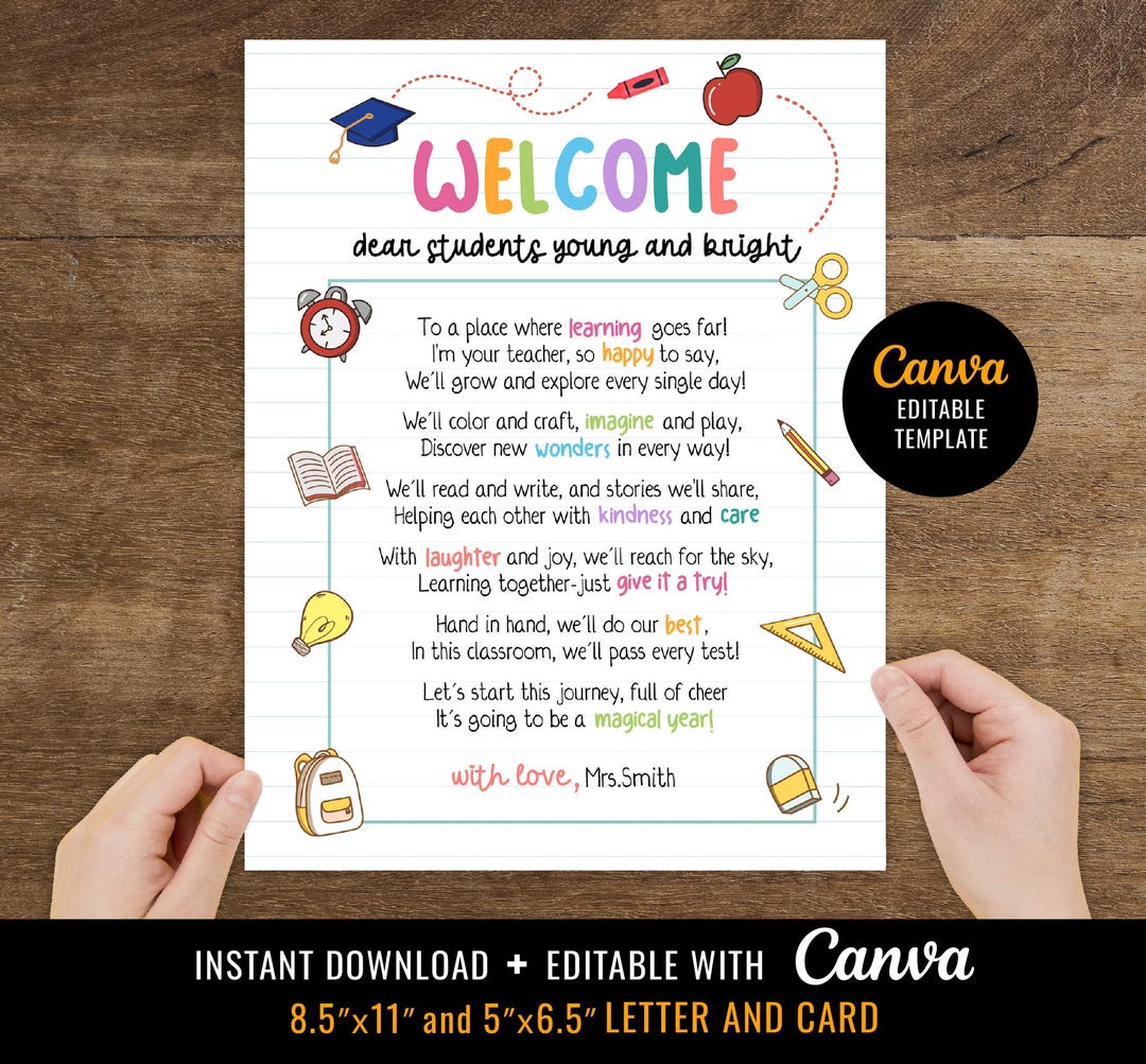 Welcome Back to School Card, Teacher Gift for Students at the Beginning ...