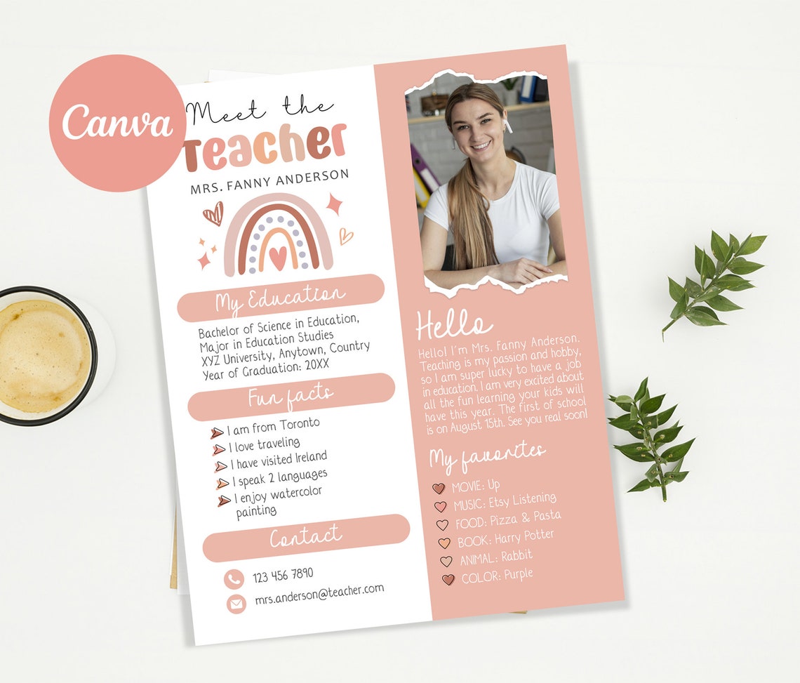 Editable Rose Gold Meet the Teacher Template Teacher Bundle Canva ...
