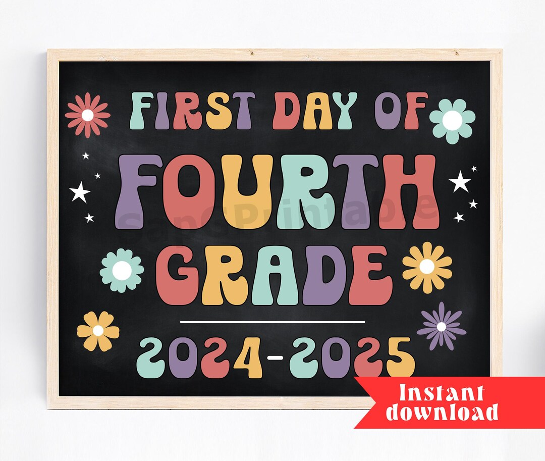 First Day of Fourth Grade Sign, Girl School Sign, First Day of 4th ...