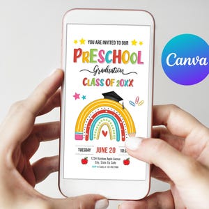 Editable Preschool Graduation Invitation, Preschool Announcement Party ...