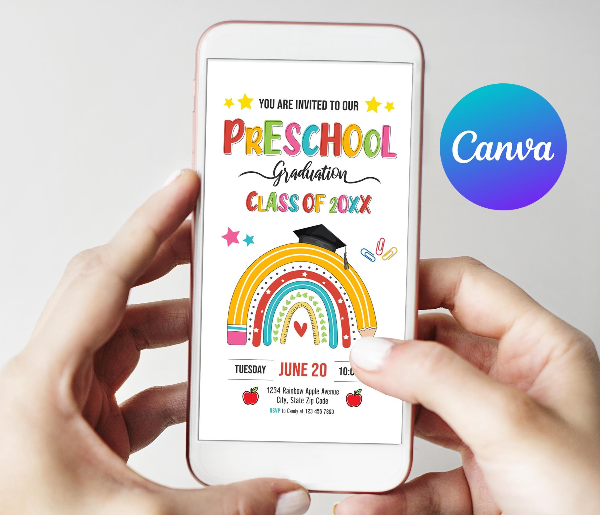 Editable Preschool Graduation Invitation, Preschool Announcement Party ...