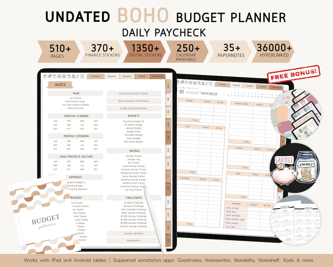 Digital Paycheck Budget Planner, Daily Paycheck, Financial Planner ...