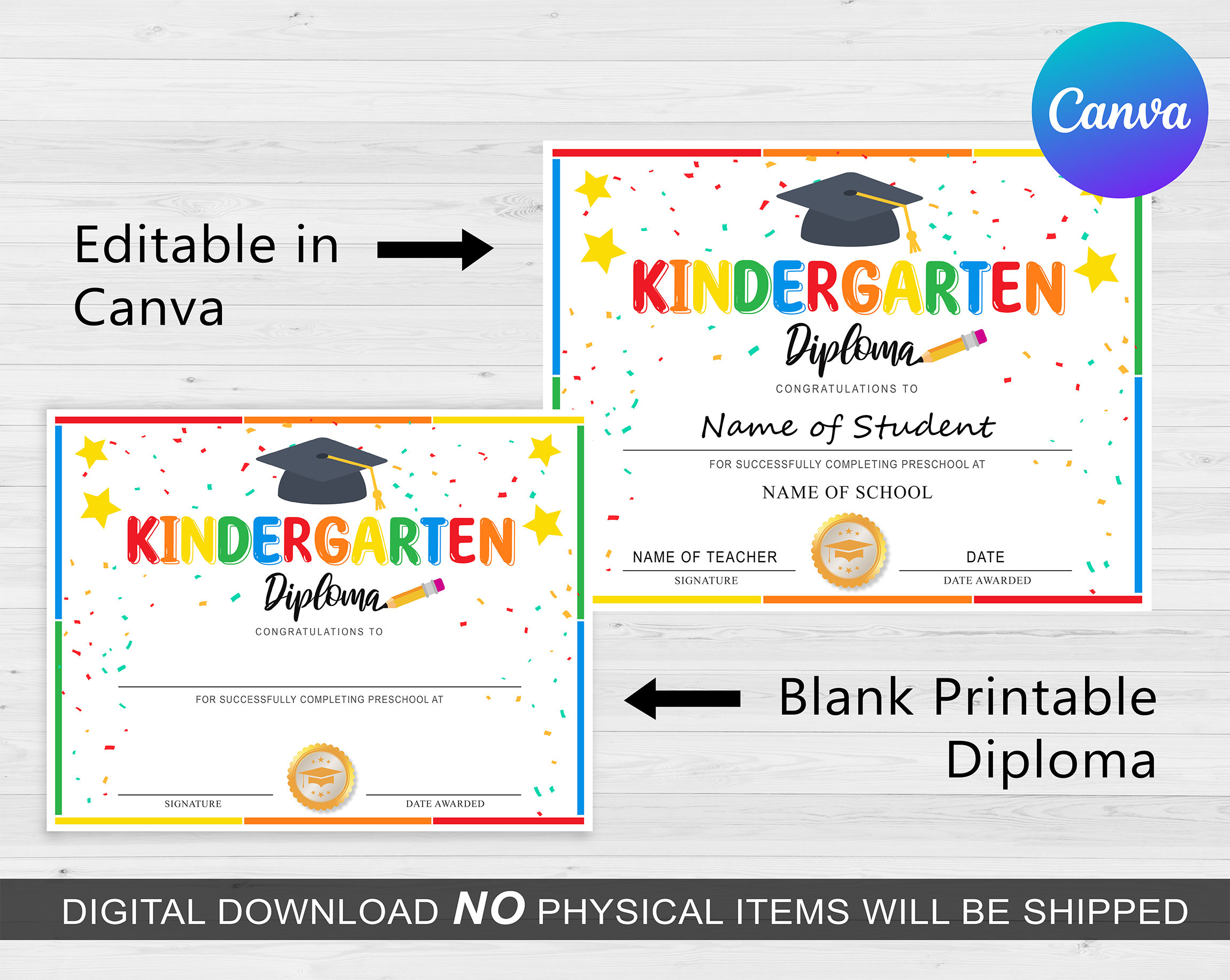 Kindergarten Graduation Certificate, Kindergarten Diploma, Kindergarten ...