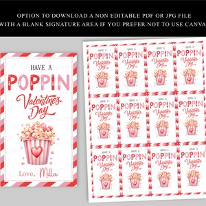 Printable Popcorn Valentine Tag, Have a Poppin Valentine Day, Popcorn ...