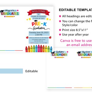 Pre-k Graduation, Editable Prek Graduation Program, Pre-k Graduation ...