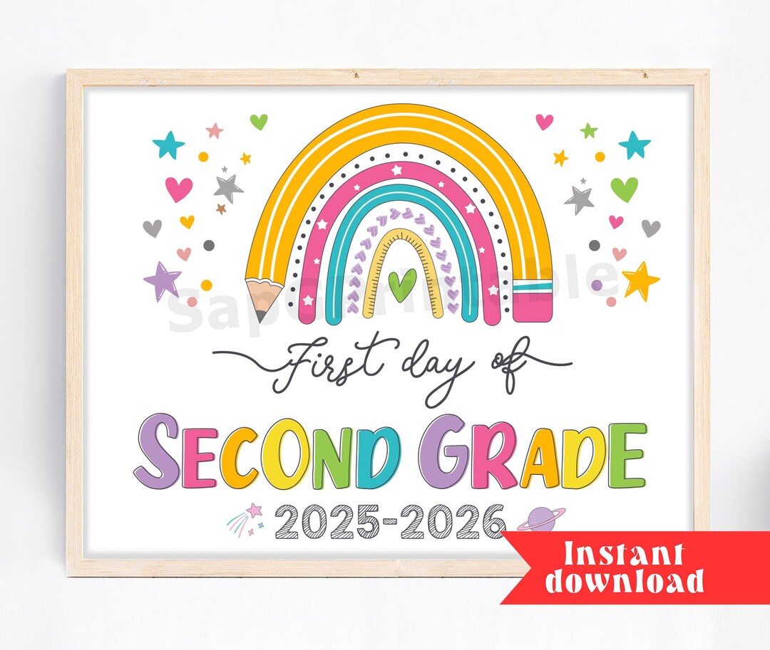 First Day of First Grade Rainbow Sign, Rainbow First Day of 1st Grade ...
