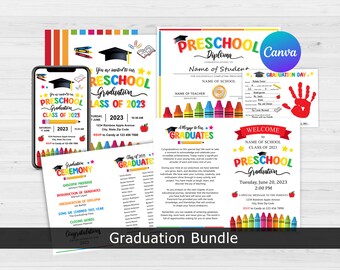 Kindergarten Graduation Bundle, Graduation Invitation, Graduation ...