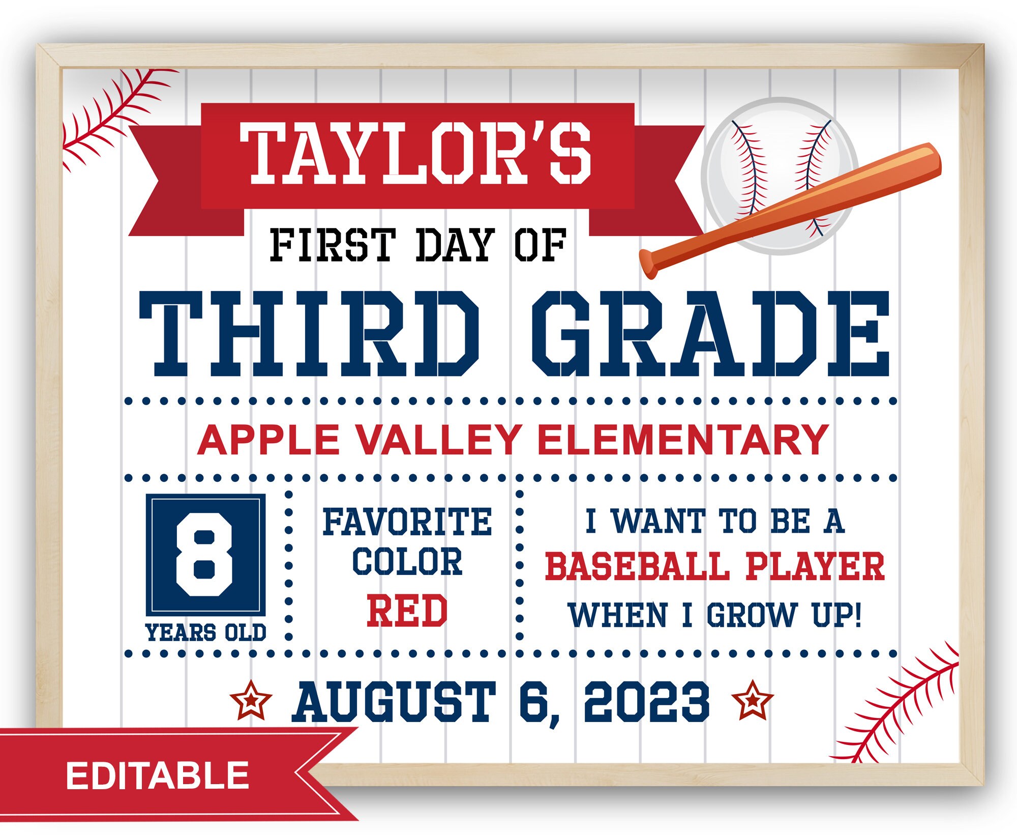 Editable Last Day of School Sign, Any Grade 1st Day of School Sign ...