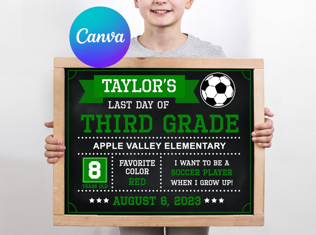 Editable Last Day of School Sign, Any Grade Football Sign 1st 2nd 3rd ...