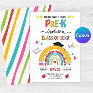 Editable Pre-k Graduation Invitation, Prek Announcement Invite, Pre-k ...