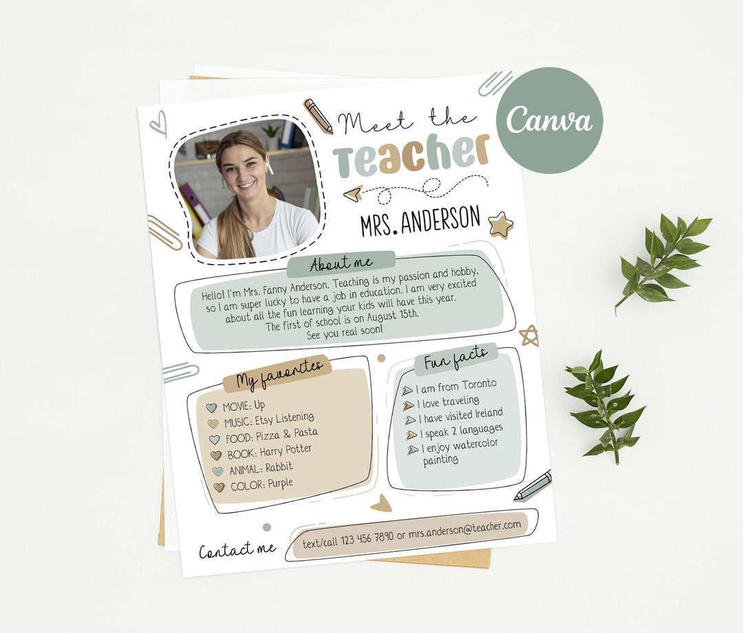 Editable Meet the Teacher Editable Boho Template Teacher Canva Template ...