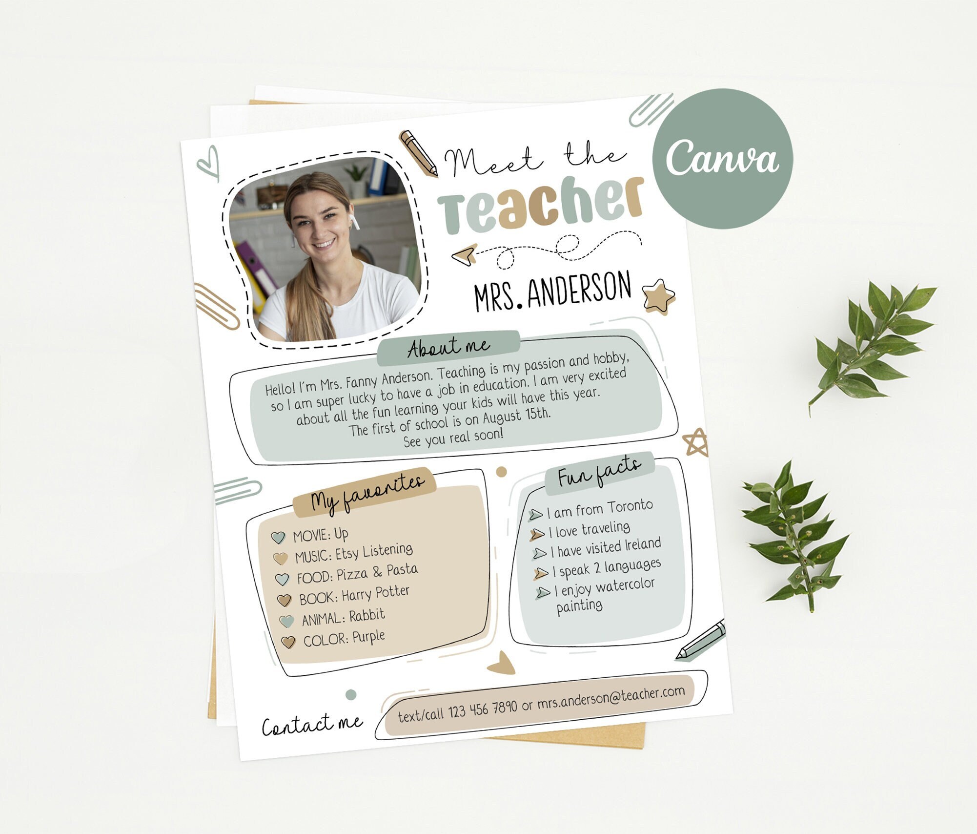 Editable Meet the Teacher Editable Boho Template Teacher Canva Template ...