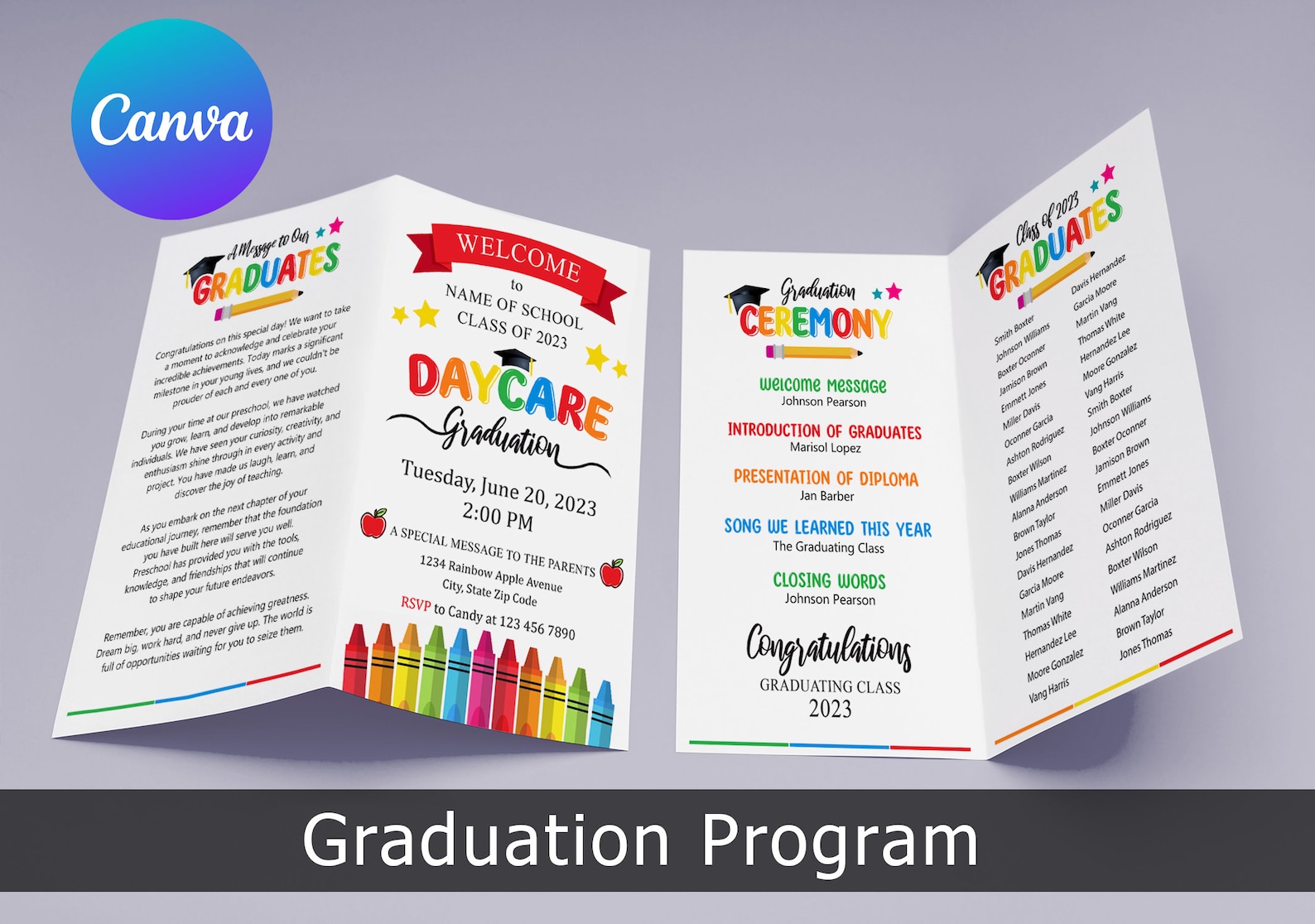 Daycare Graduation, Editable Daycare Graduation Program, Daycare Grad ...