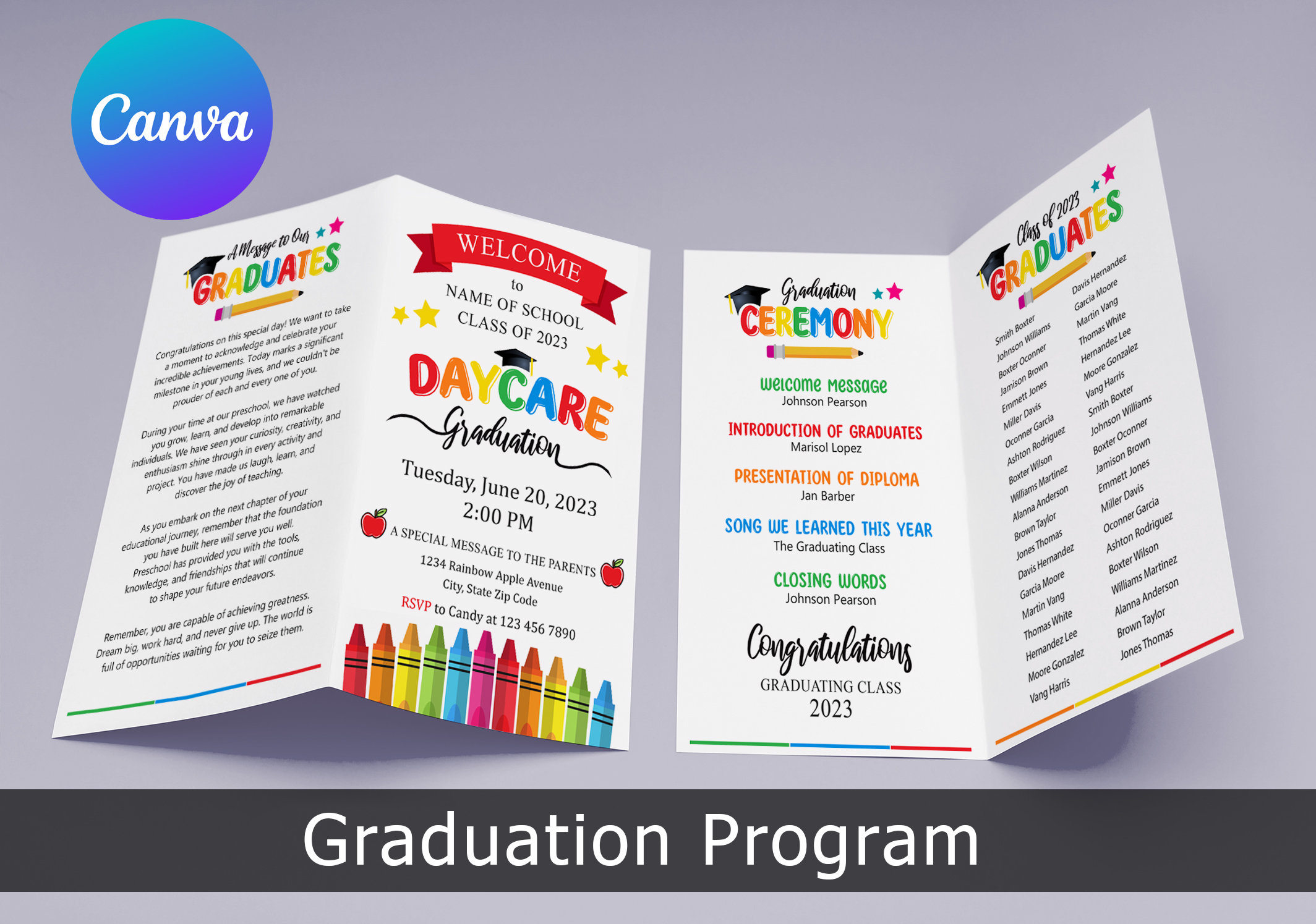 Daycare Graduation, Editable Daycare Graduation Program, Daycare Grad ...