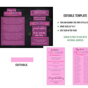 Preschool Graduation, Editable Preschool Graduation Program, Preschool ...