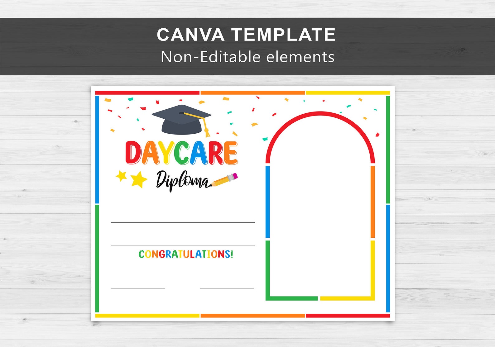 Editable Daycare Diploma With Photo, Daycare Certificate, Teacher ...