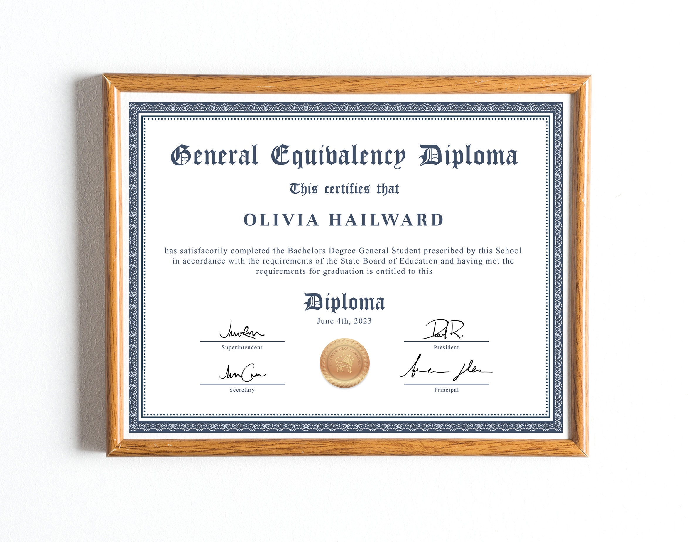 High School Diploma Template, General Equivalency Diploma, Customisable ...