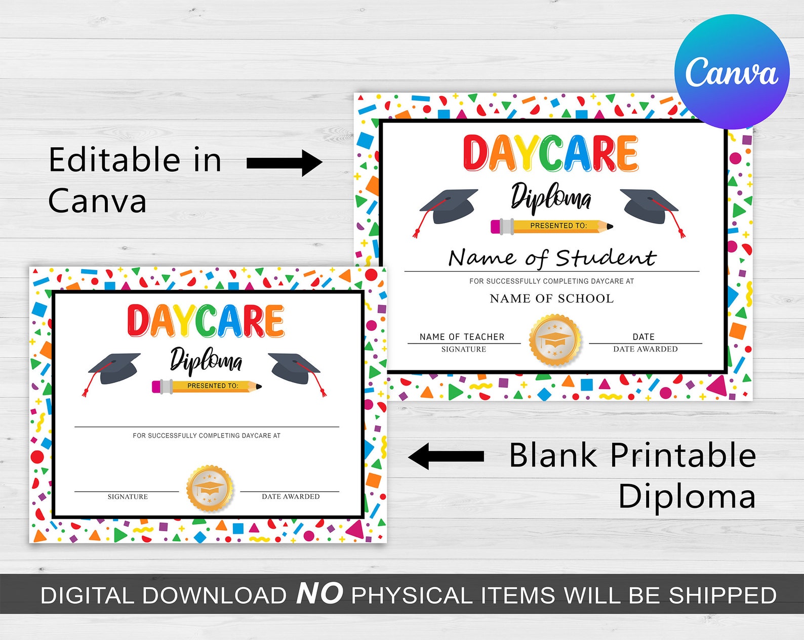 Daycare Graduation Certificate, Daycare Diploma, Daycare Certificate ...